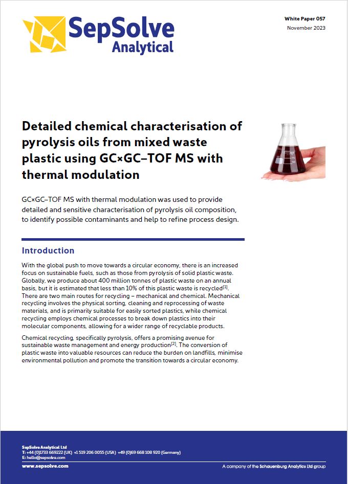 Analysis of pyrolysis oils using GCxGC–TOF MS with thermal modul